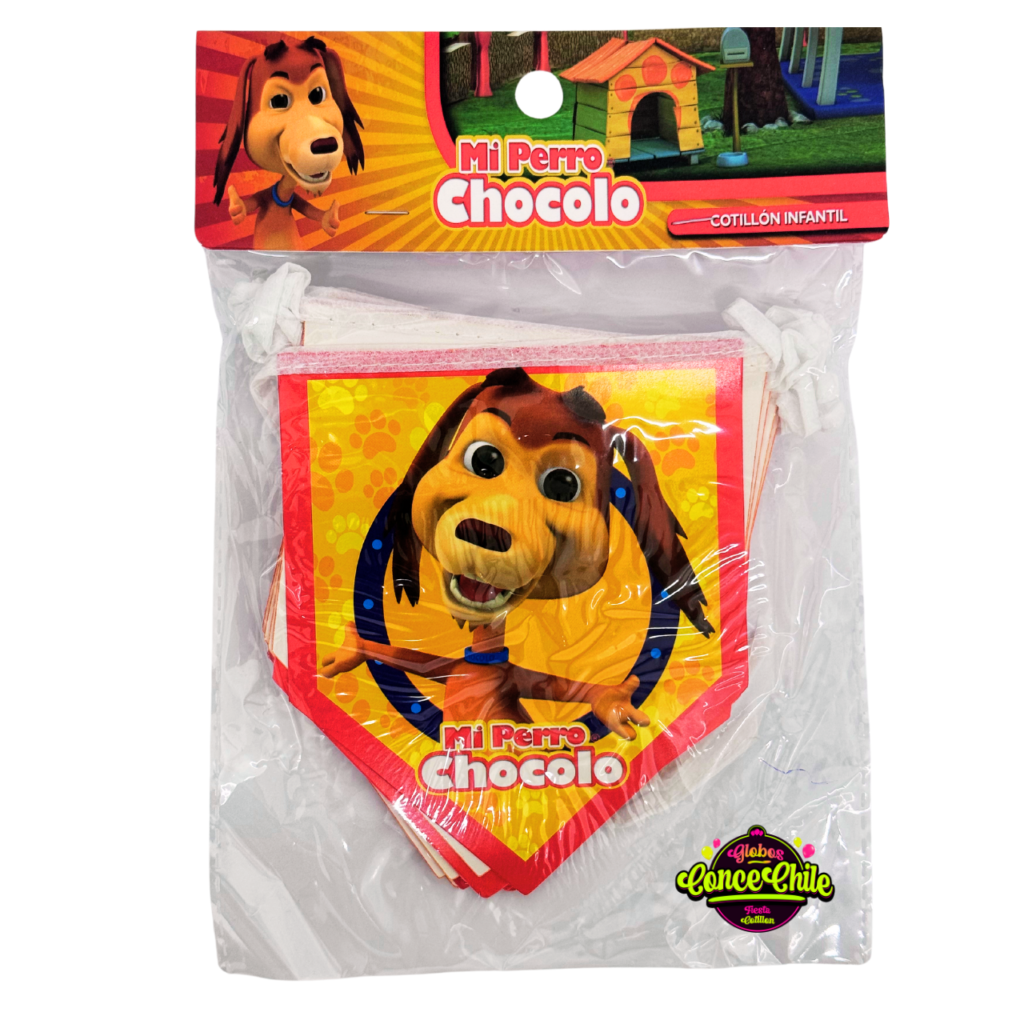 BANDERIN PERRO CHOCOLO - Globos Conce Chile Fiesta Cotillón